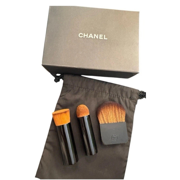 CHANEL | Makeup | Chanel Makeup Brush Set 3 Brushes Original Pouch Box ...